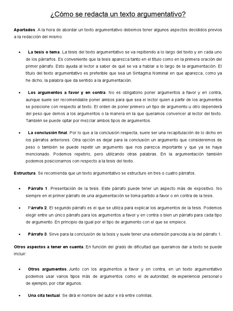 Cómo Se Redacta Un Texto Argumentativo | Teoría de la argumentación ...