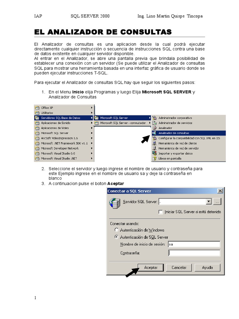 El Analizador de Consultas | PDF | Tabla (base de datos) | Servidor SQL de Microsoft