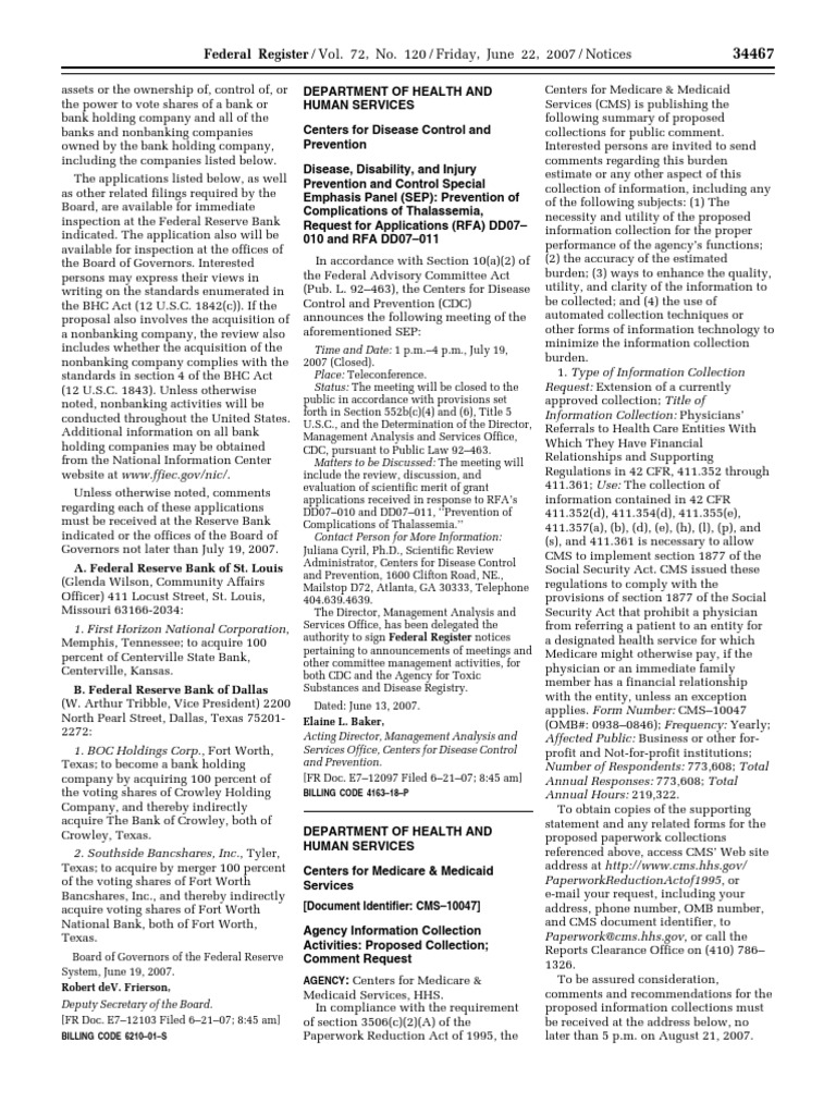 Notice: Meetings: Disease, Disability, and Injury Prevention and ...