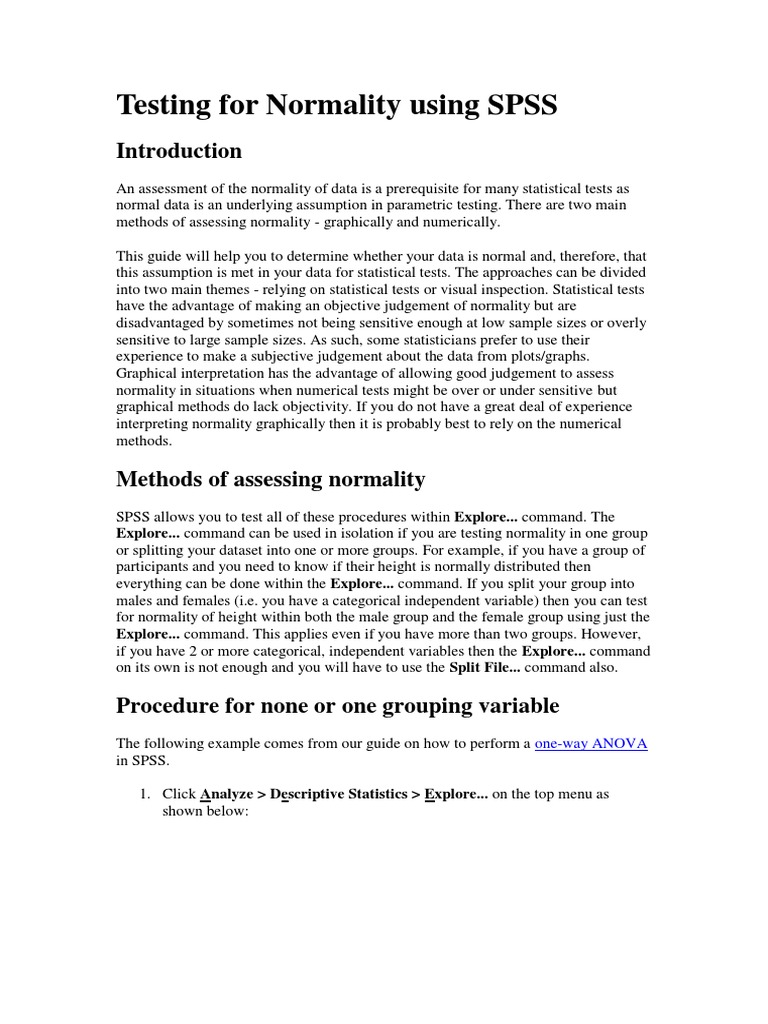 Normality Testing in SPSS Guide | PDF | Normal Distribution | Spss