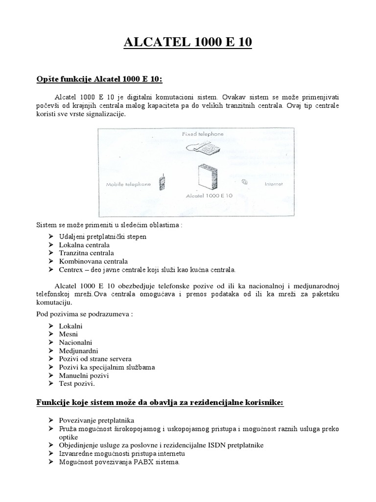 Alcatel 1000 E10 | PDF