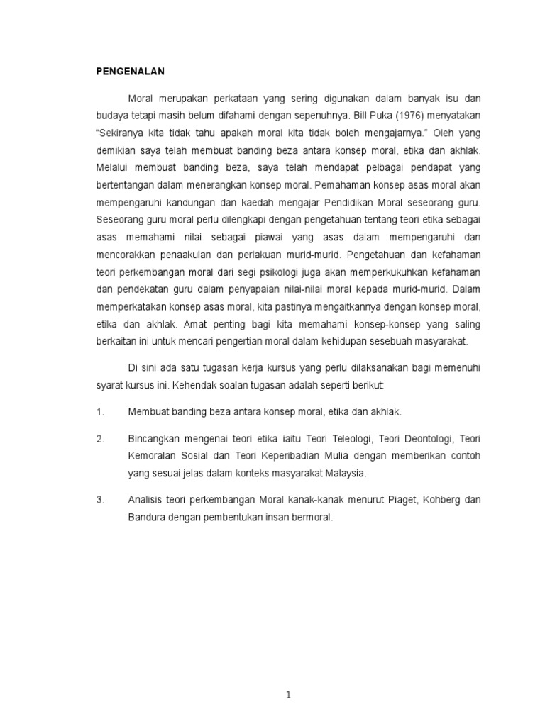 Pengenalan Moral Assignment | PDF