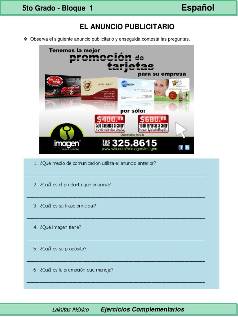 5to Grado - Español - El anuncio publicitario.pdf