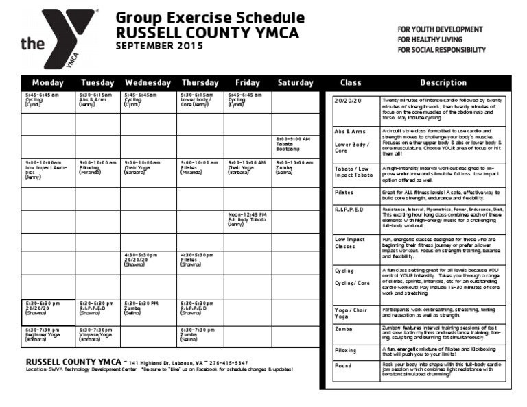 September 2015 RCYMCA Group Exercise | PDF | Strength Training ...