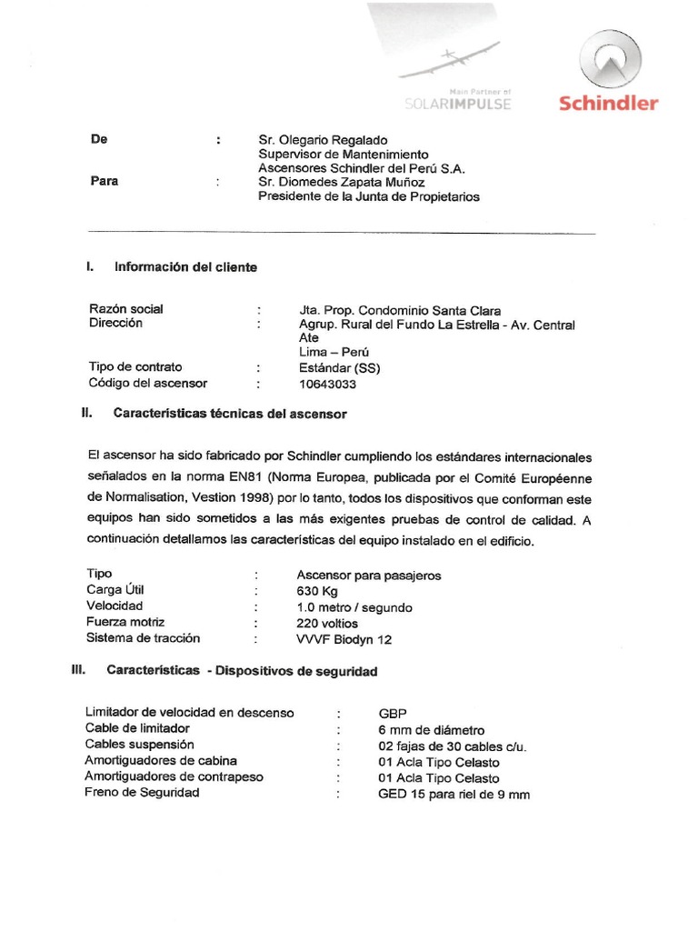 Informe Torre I Schindler | PDF