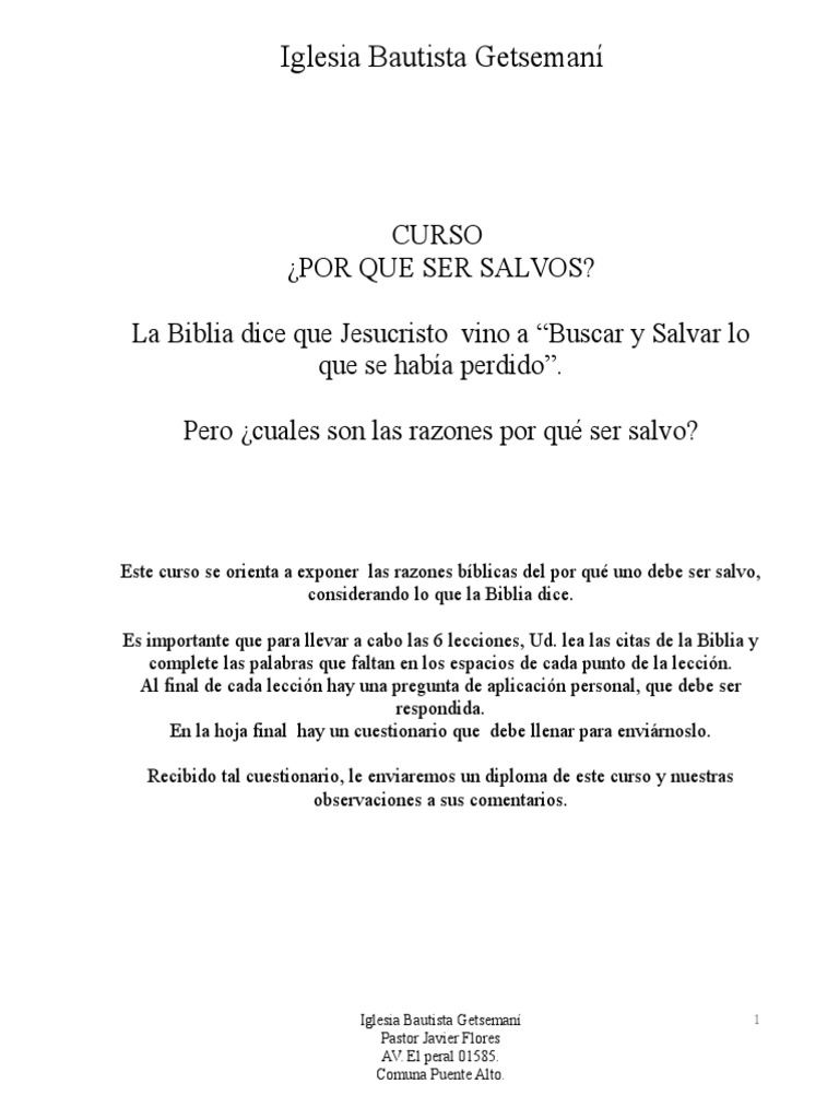 Curso de Salvación en Getsemaní | PDF | Salvación | Bautistas