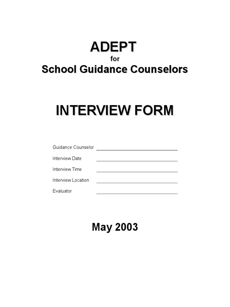 Interview Form (Guidance office) | School Counselor | Interview | Free ...