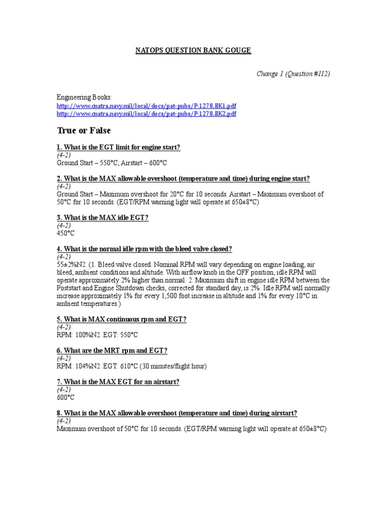 T-45 Natops Question Bank Gouge | PDF | Landing Gear | Aircraft Flight ...