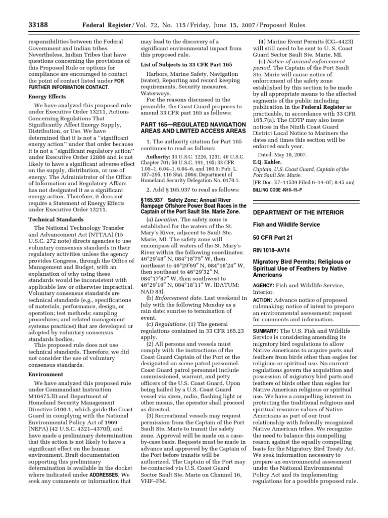 Proposed Rule: Migratory Bird Permits: Feathers, Religious or Spiritual ...