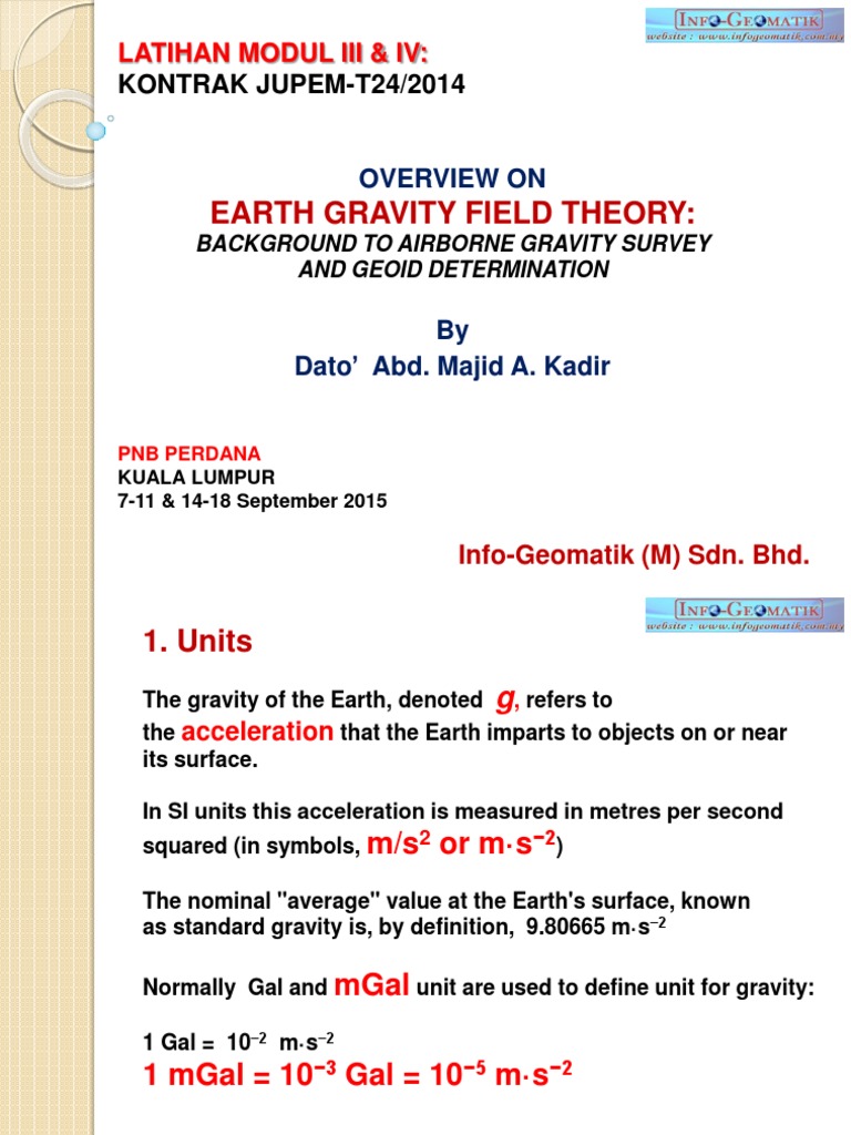 Overview On Earth Gravity Field Theory - Majid Kadir | PDF | Geodesy ...