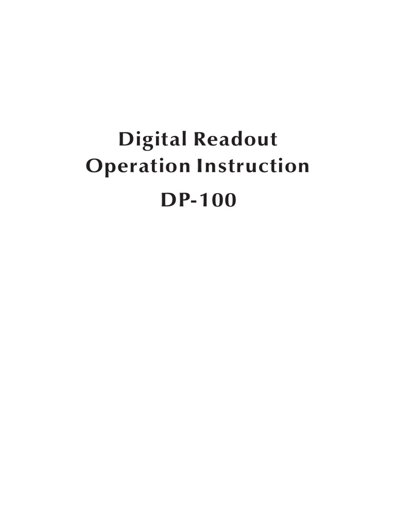 Sinowon Digital Readout DP100 Operation Manual en | PDF | Backlight | Computer Keyboard