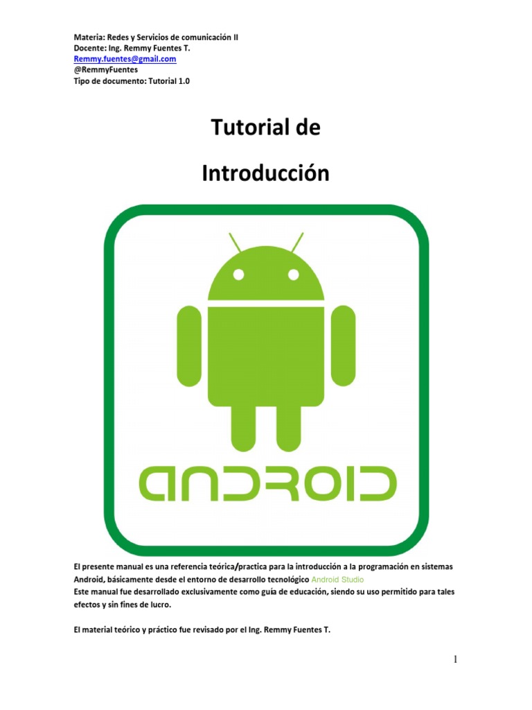 Tutorial Introduccion A ANDROID STUDIO | PDF | Kit de desarrollo de ... Tutorial Introduccion A ANDROID STUDIO | PDF | Kit de desarrollo de ...