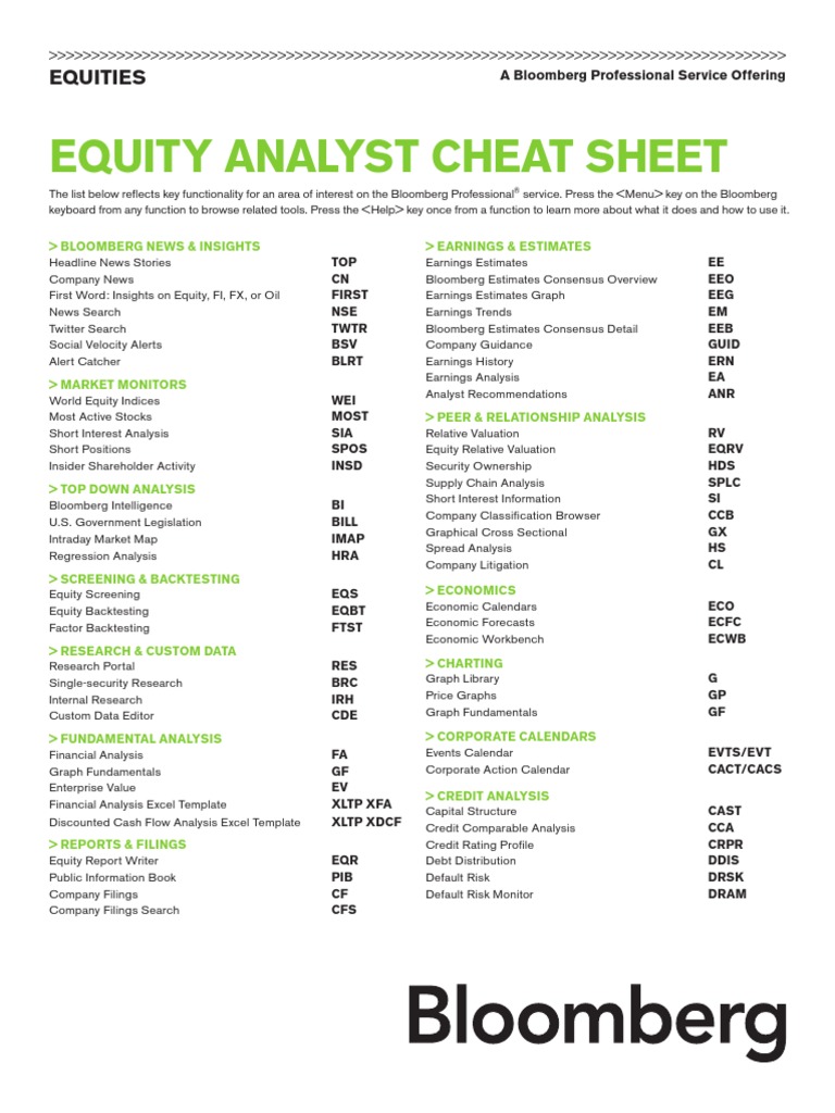 Equity Analyst Cheat Sheet | PDF