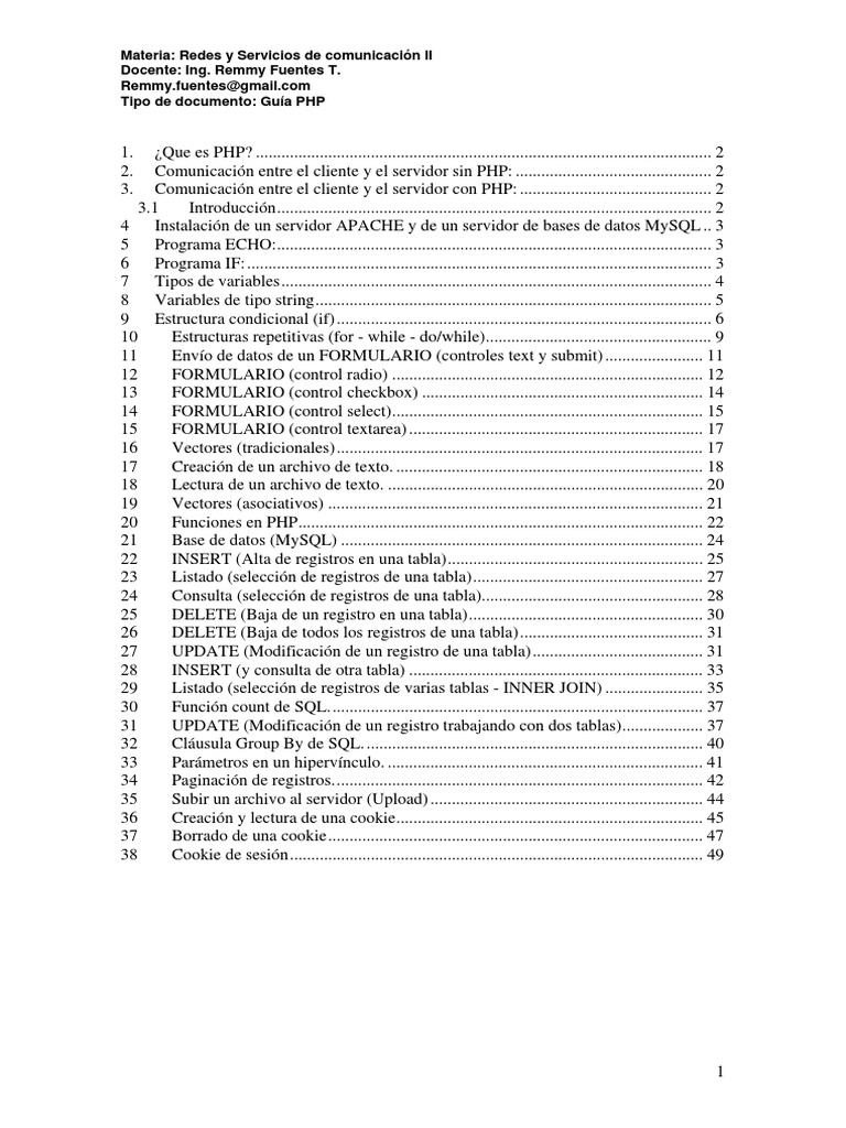 Guias PHP Basica | PDF | Servidor web | Internet y web