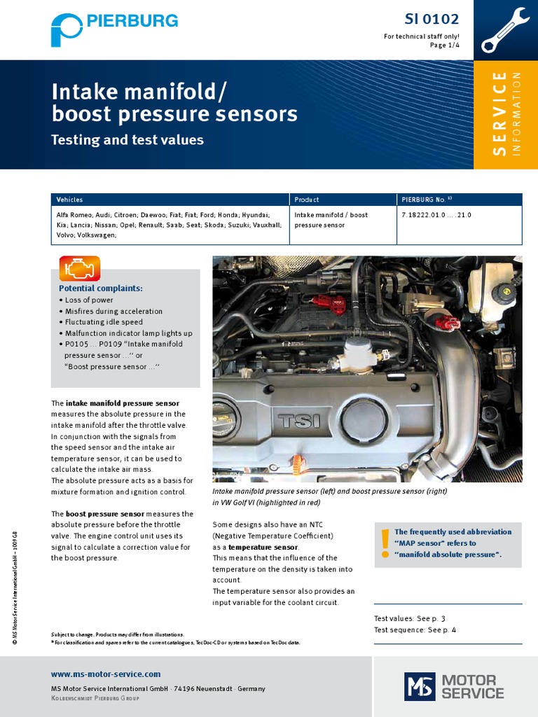 Intake Manifold Boost Pressure Sensors | PDF | Turbocharger | Pressure ...