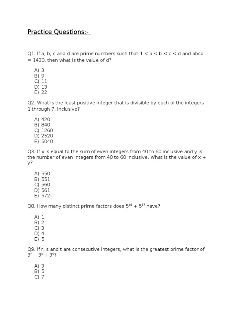 Number System SAT | PDF | Factorization | Integer