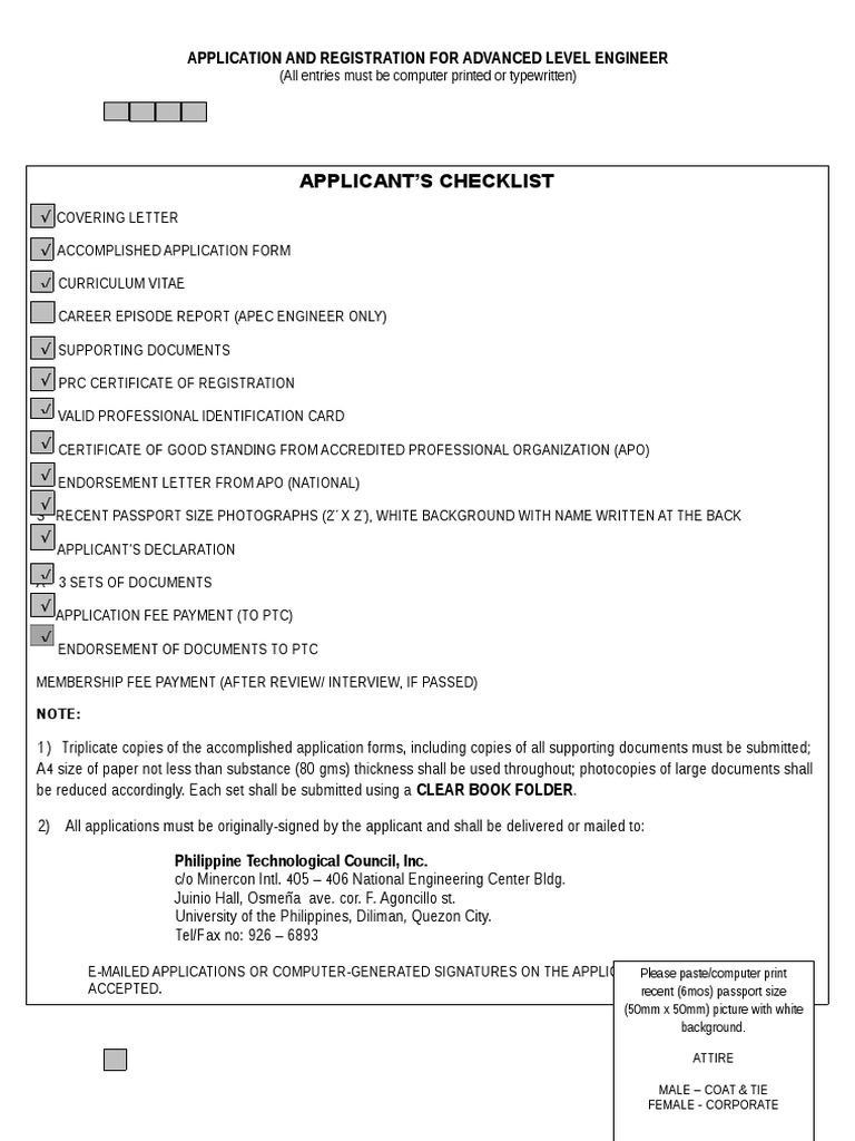 ASEAN Engineer Application Form | Engineer | Professional Development