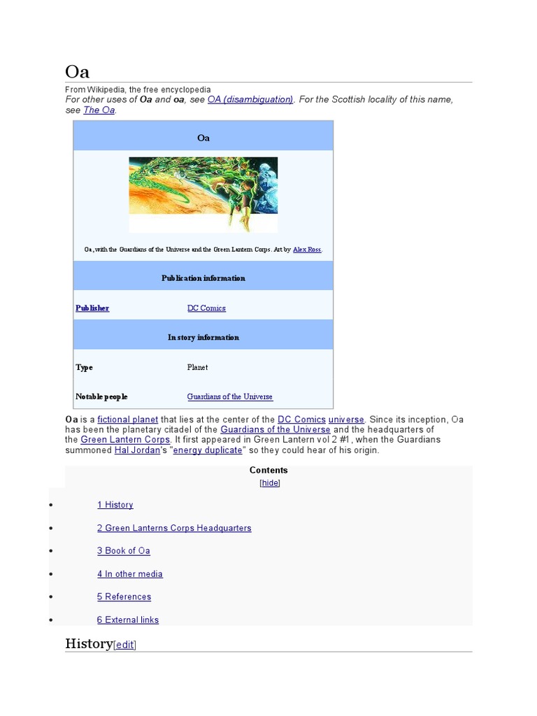 History: OA (Disambiguation) The Oa | PDF | Science Fiction Characters ...