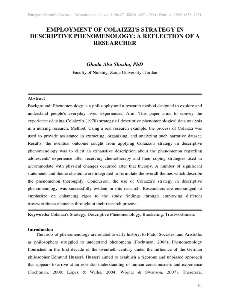Colaizzi's Steps in Pheno Research | PDF