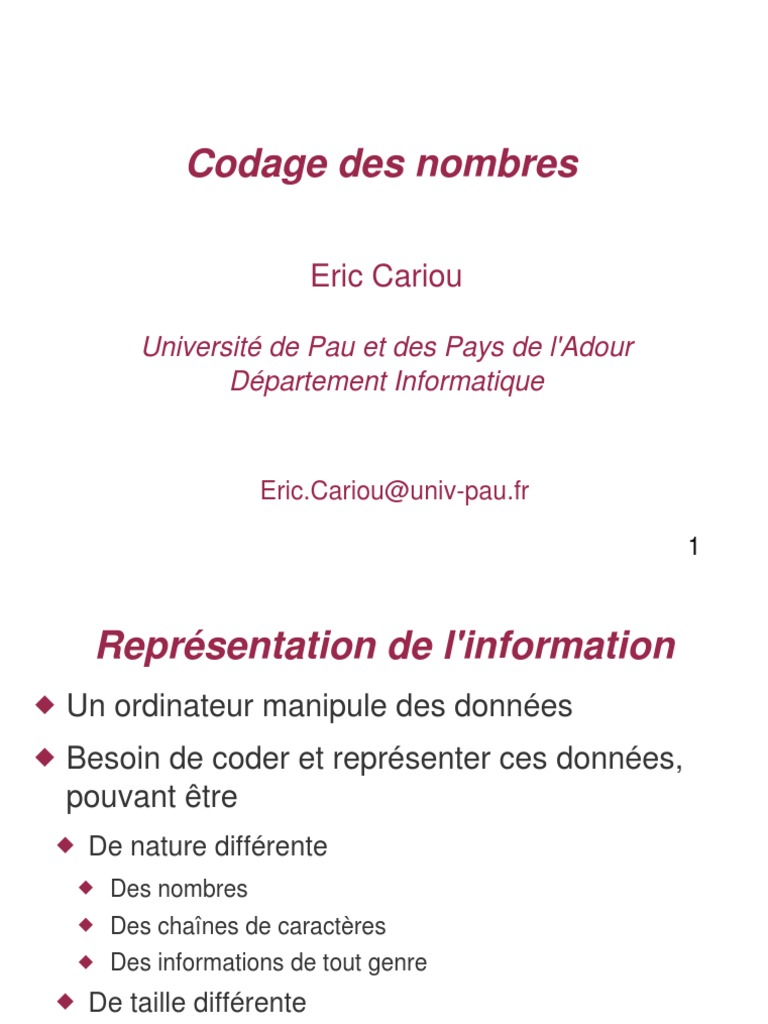Codage Des Nombres | PDF | Code (information) | Notation (mathématiques)