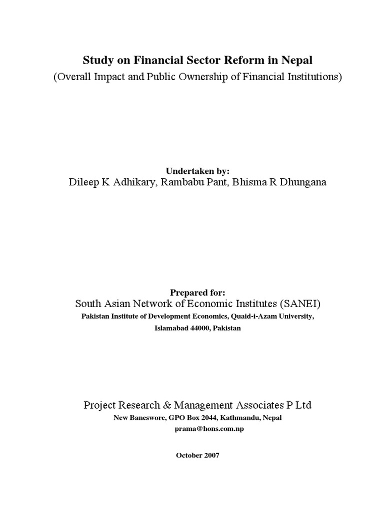 Financial Sector Reform in Nepal | PDF | Microfinance | Banks