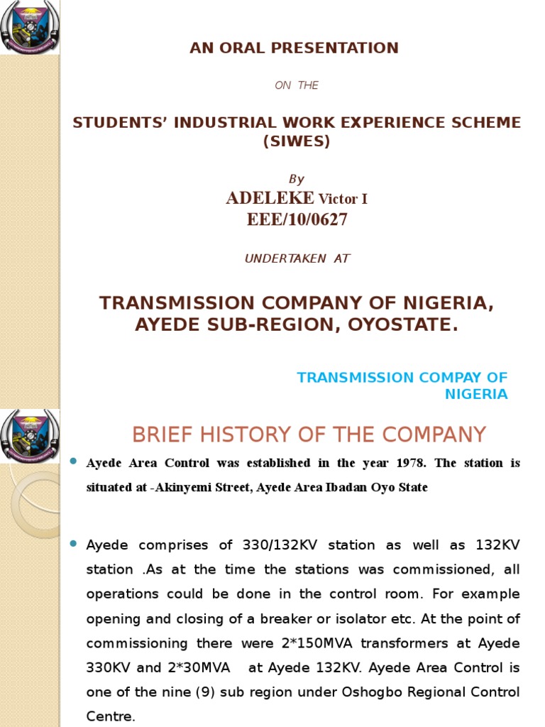SIWES Experience at TCN Ayede | PDF | Attachment Theory | Switch