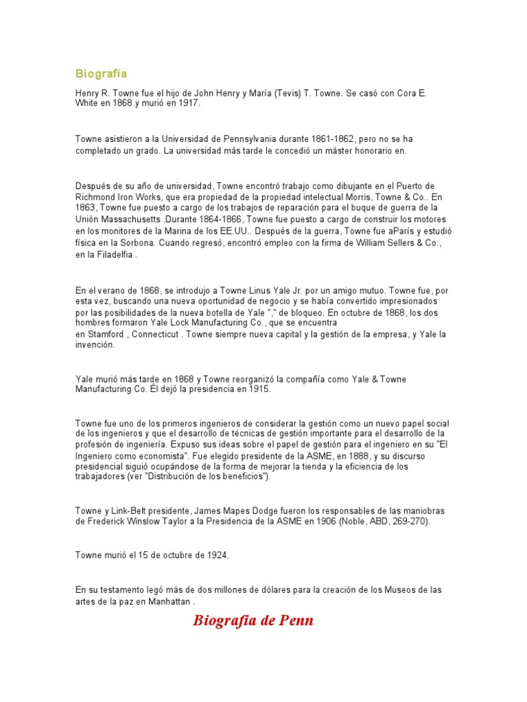 Henry R. Towne Fue El Hijo de | PDF | Planificación | Science