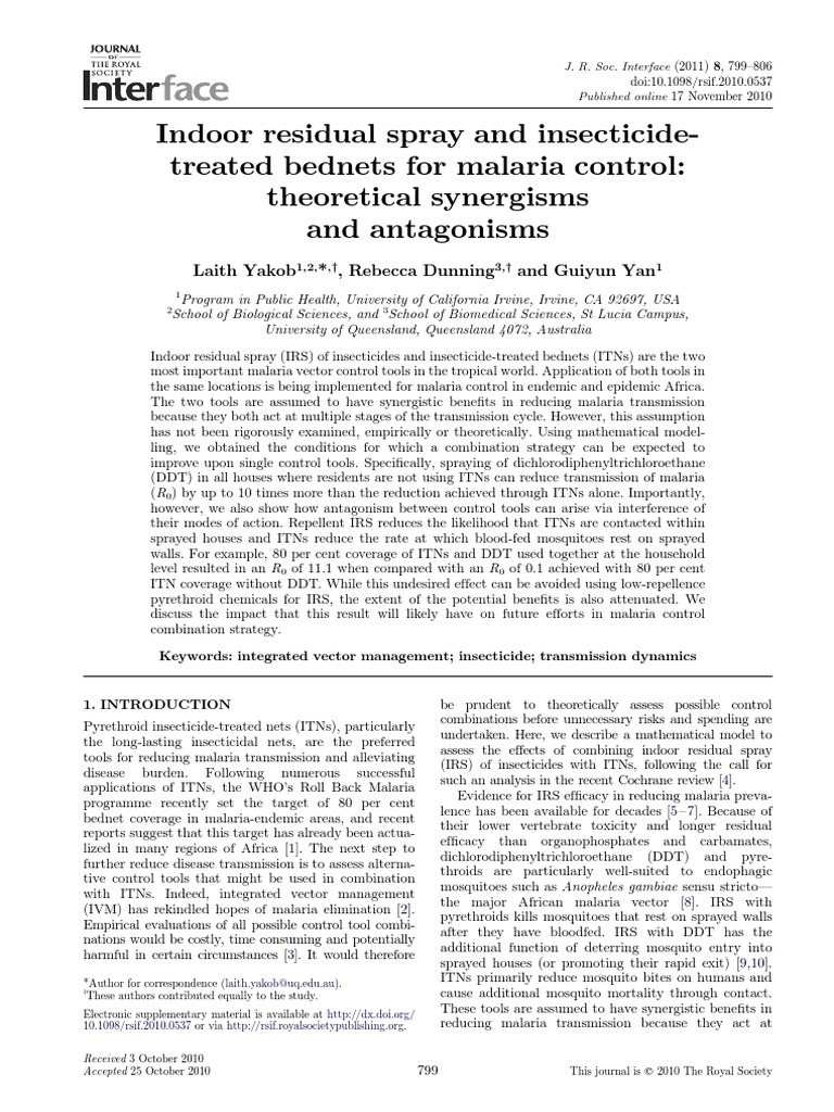Indoor Residual Spray Research | PDF | Mosquito Net | Malaria