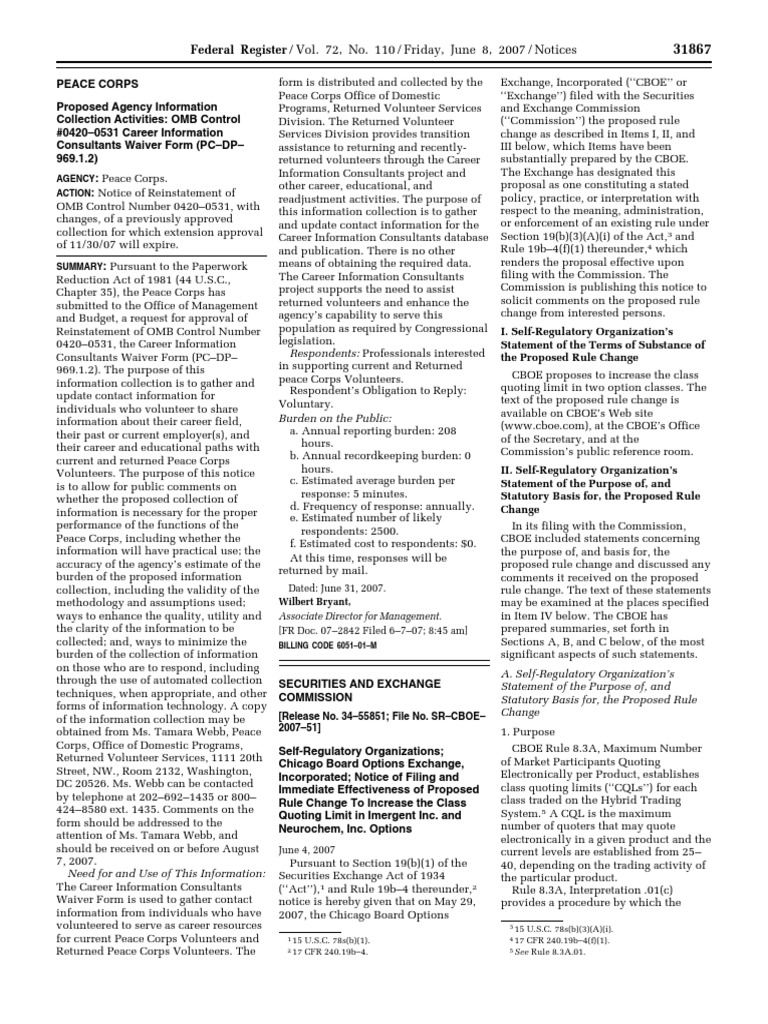 Peace Corps Career Consultant Form Notice | PDF | Peace Corps | Office ...