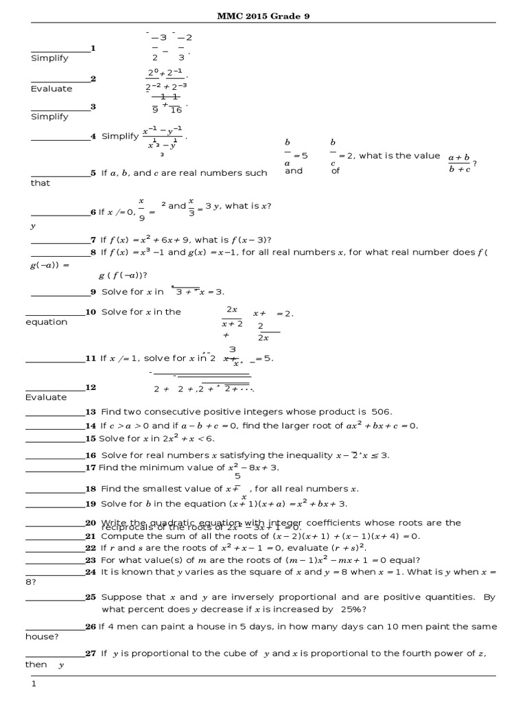 Grade 9 2015 MTAP Challenge | PDF | Triangle | Rectangle