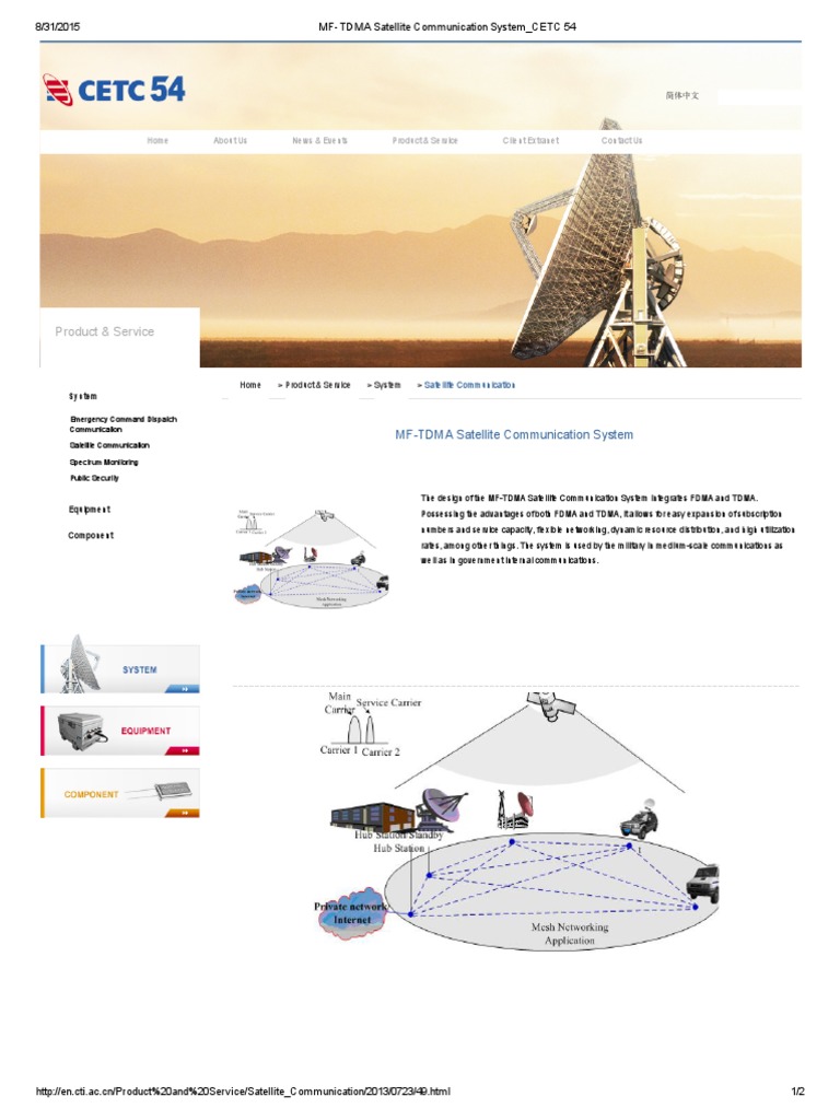 MF-TDMA Satellite Communication System - CETC 54 | PDF
