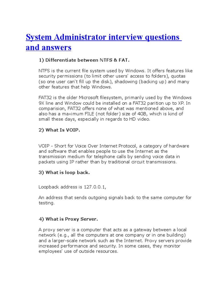 System Administrator Interview Questions and Answers | PDF | Active ...