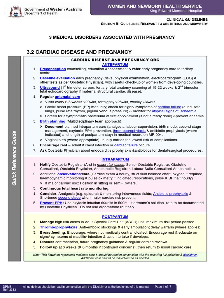 KEMH Guidelines On Cardiac Disease in Pregnancy | PDF | Childbirth | Heart