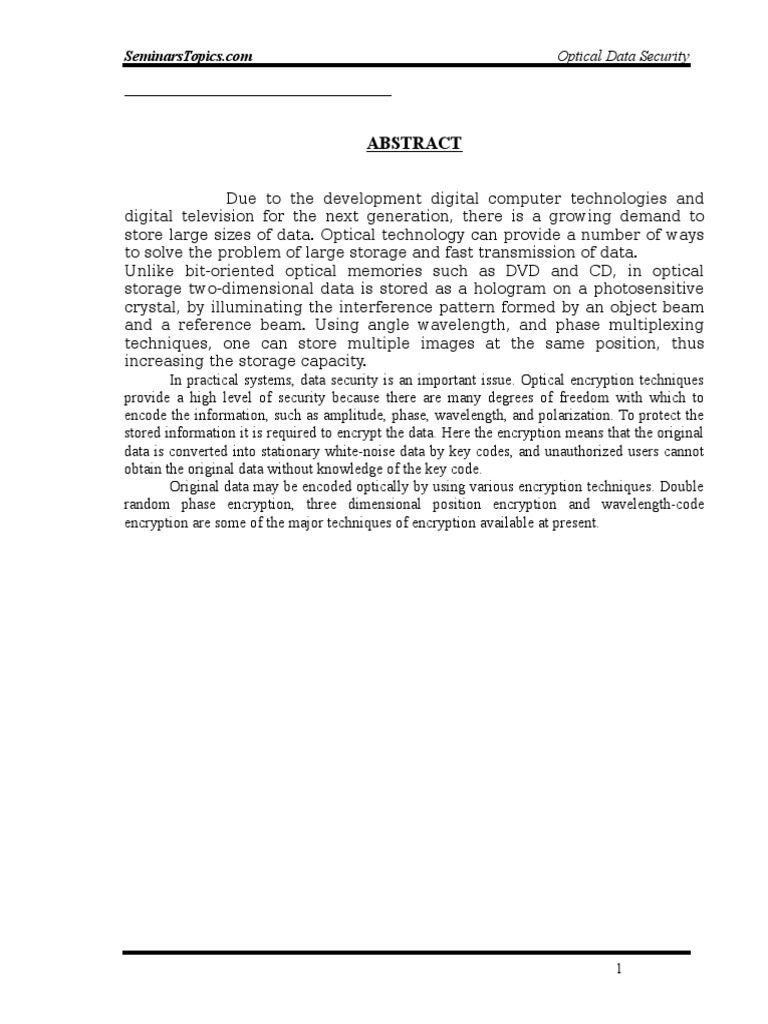 Optical Data Security | PDF | Holography | Diffraction