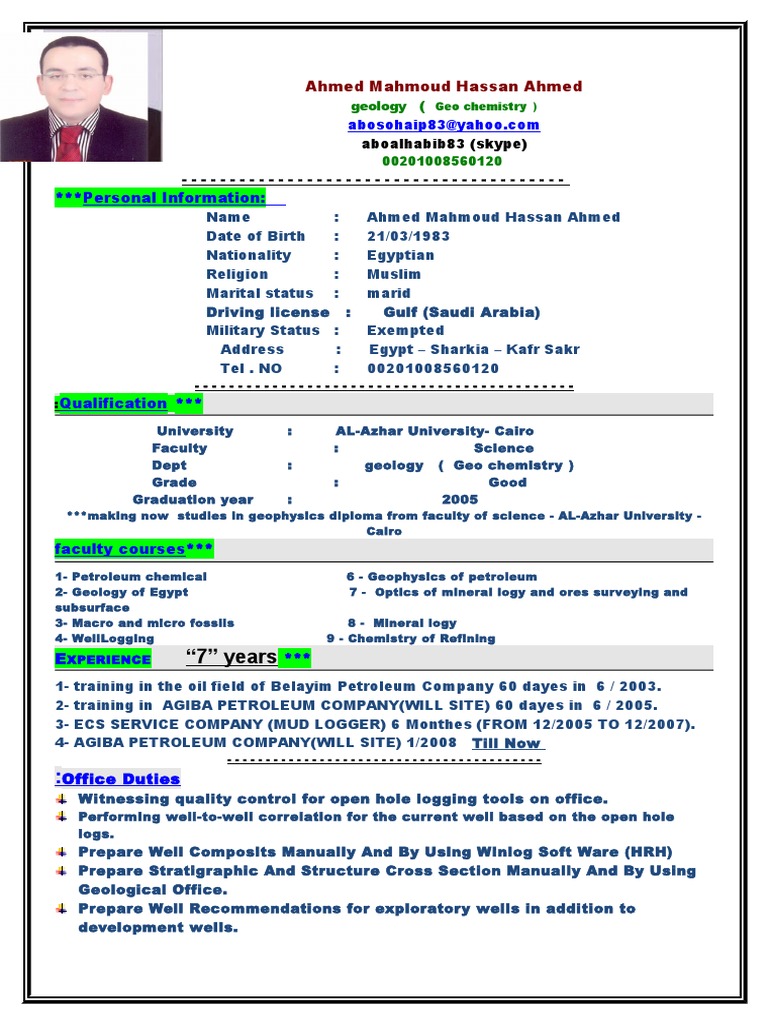 Ahmed Mahmoud Hassan Ahmed Geochemistry Resume | PDF | Science | Geology