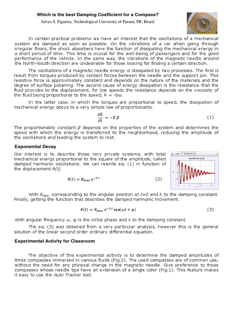 Which Is The Best Damping Coefficient For A Compass? | PDF | Compass ...