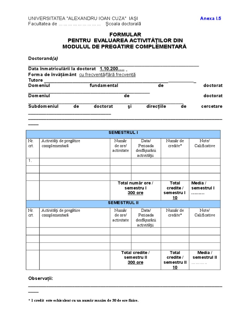 A5 Formular Evaluare Modul Complementar | PDF