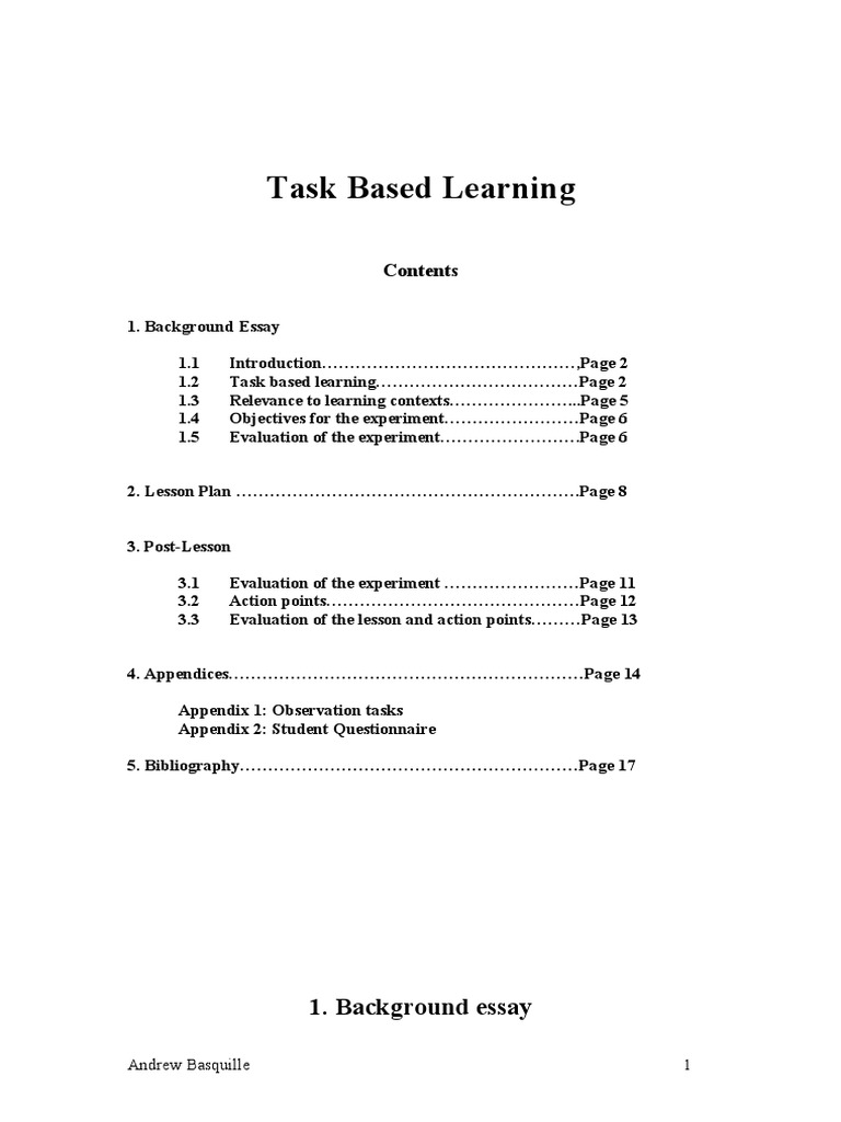 Task Based Learning | PDF