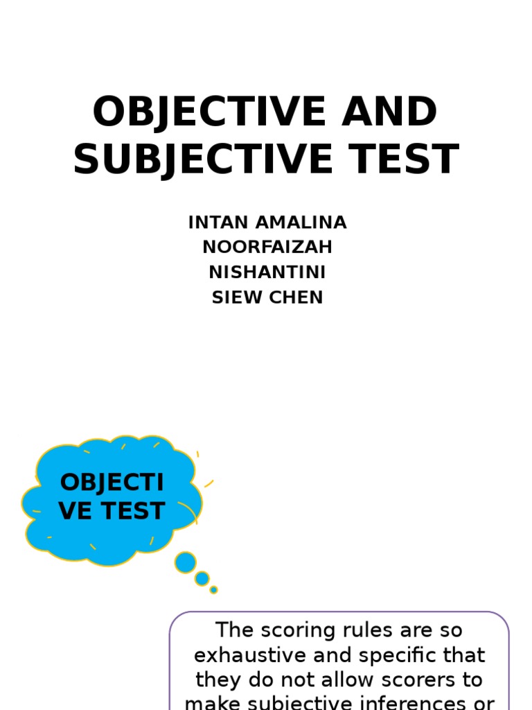 Objective and Subjective Test | PDF