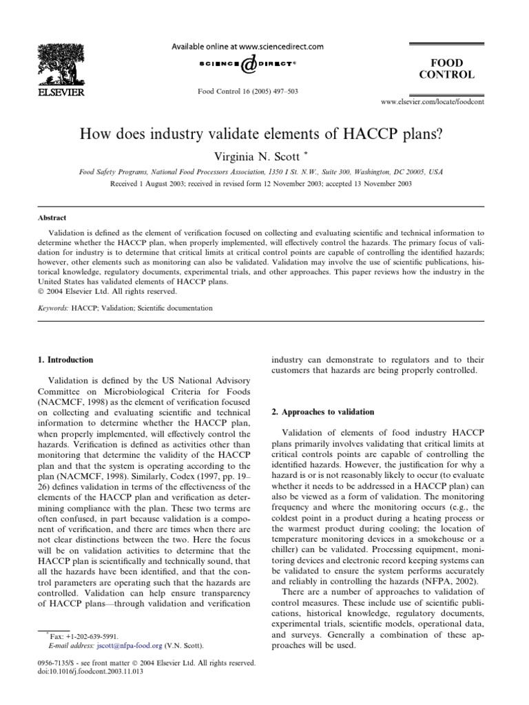 Industry Validation (Food Control) | PDF | Hazard Analysis And Critical ...