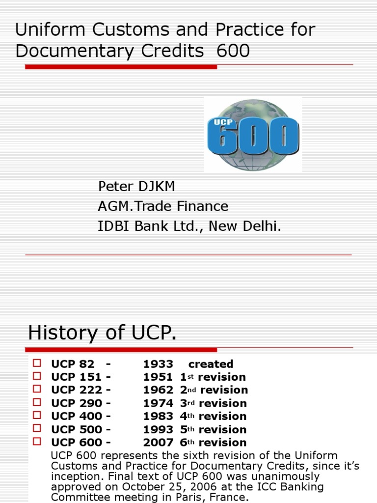 UCP 600 - A Presentation | Bill Of Lading | Letter Of Credit