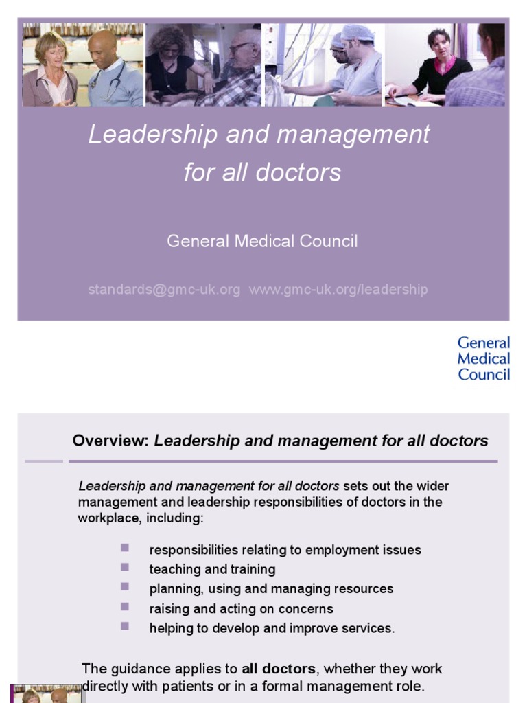 Leadership and Management For All Doctors Presentation - PPT 47043799 ...