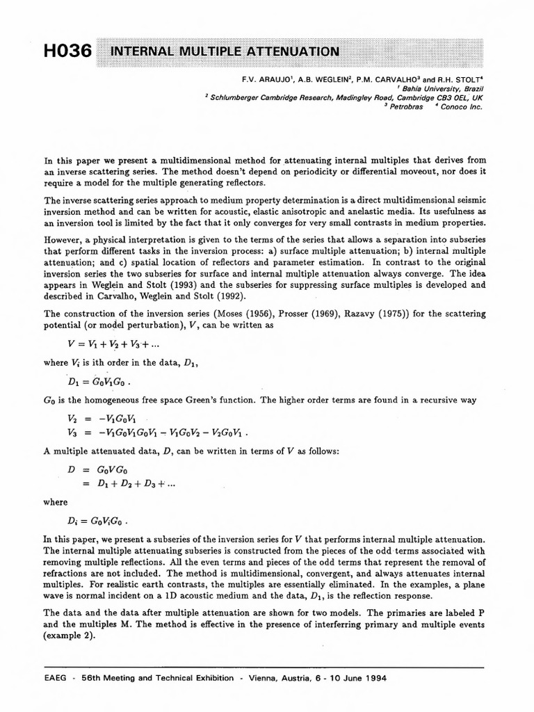 Internal Multiple Attenuation | PDF | Attenuation | Reflection (Physics)