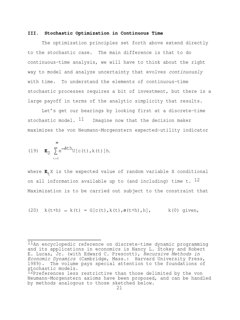 Dynamic Optimization in Continuous | PDF | Analysis | Statistical Theory