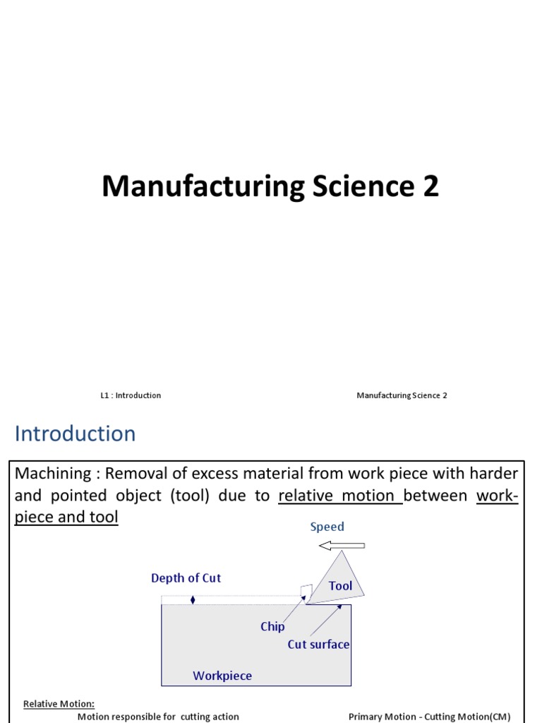 L1: Introduction Manufacturing Science 2 | PDF | Machining ...