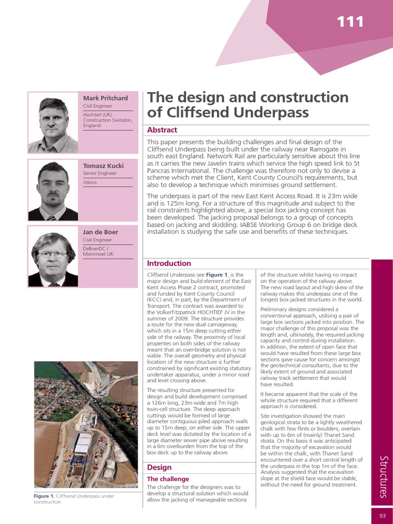 111 - The Design and Construction of Cliffsend Underpass | PDF | Tunnel ...