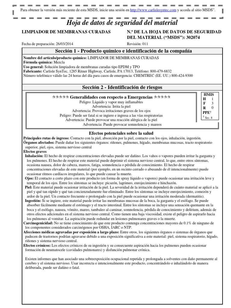 5458 Es Weathered Membrane Cleaner MSDS | PDF | Combustión | Agua
