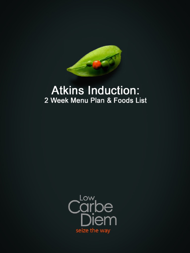 Atkins Induction Low Carb Food List 2 WK Menu | PDF | Low Carbohydrate ...