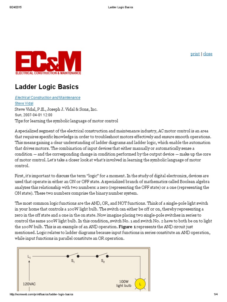 Ladder Logic Basics | PDF | Relay | Switch