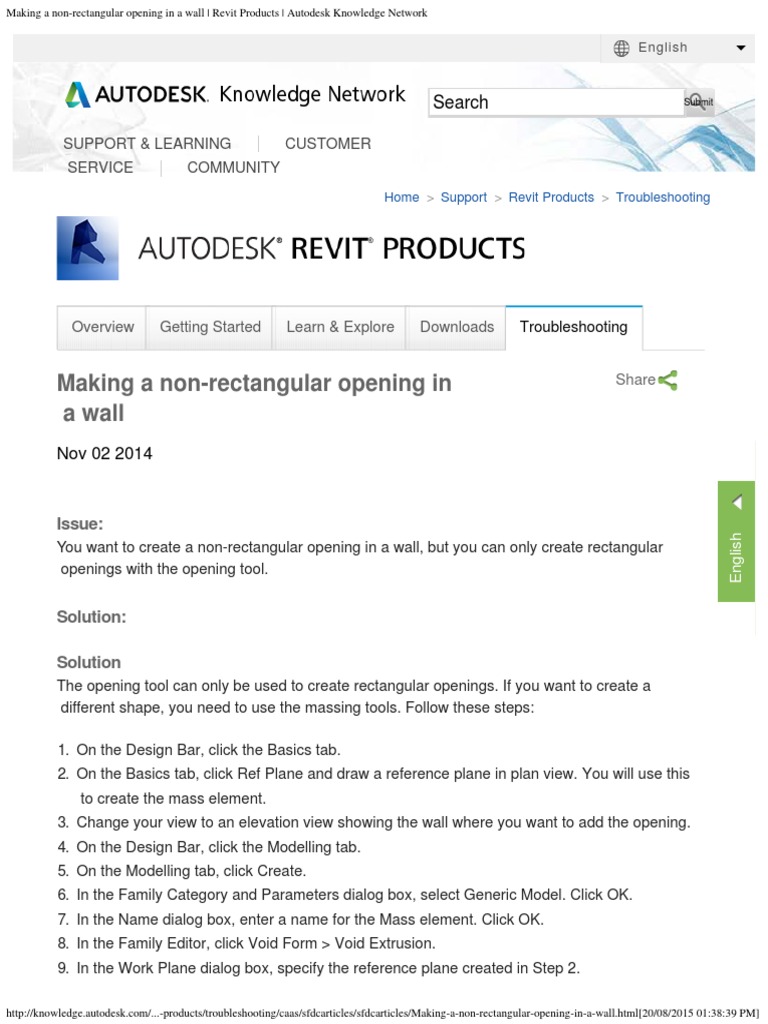 Making A Non-Rectangular Opening in A Wall - Revit Products - Autodesk Knowledge Network | PDF ...